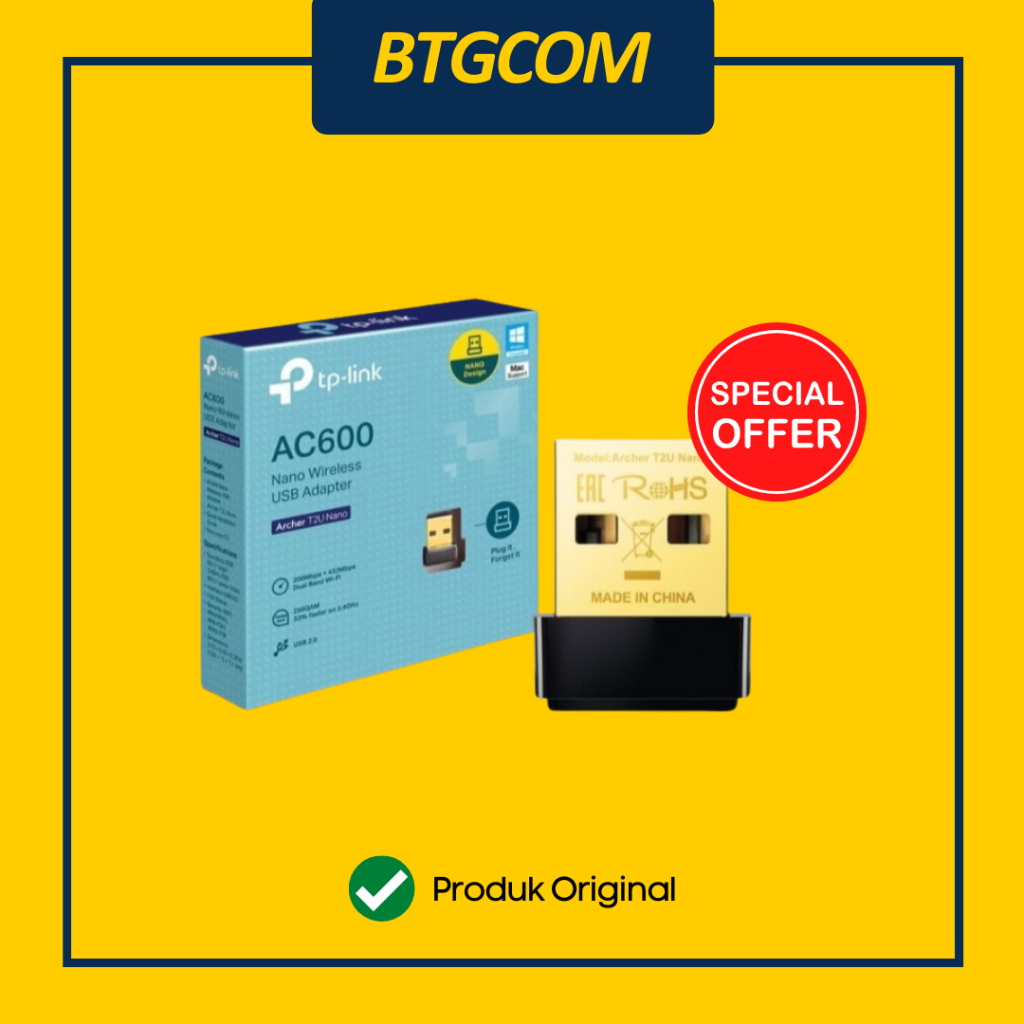 TP-LINK ARCHER T2U NANO AC600 WIRELESS USB ADAPTER – BTGCOM