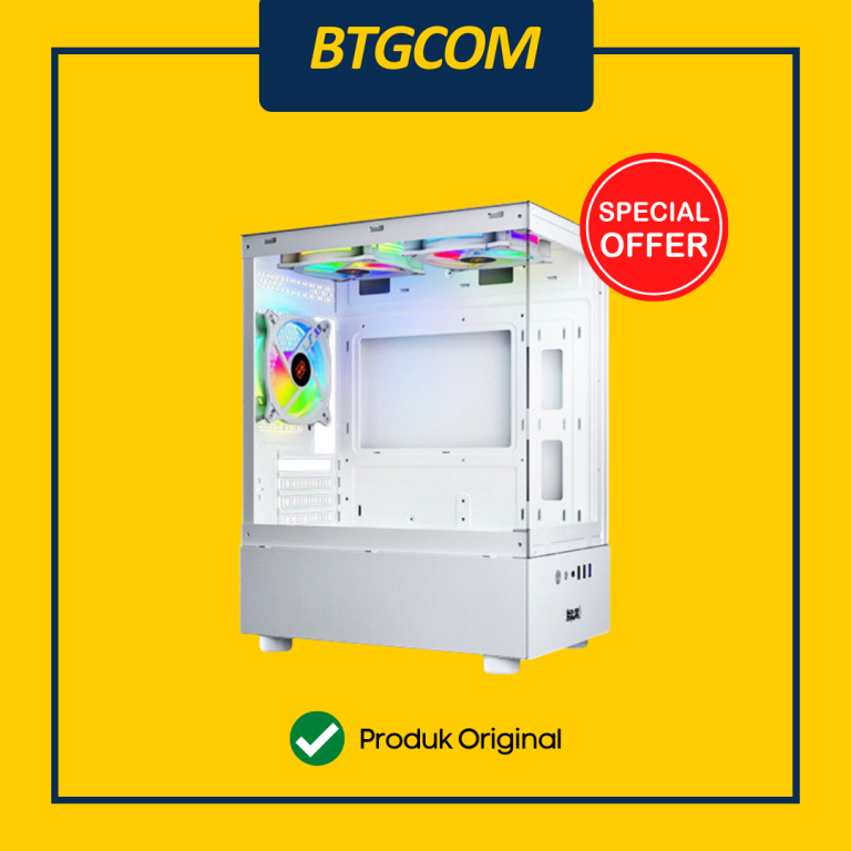 CASING M-ATX GAMEN GCS100 WHITE WITH 3 RGB FANS – BTGCOM