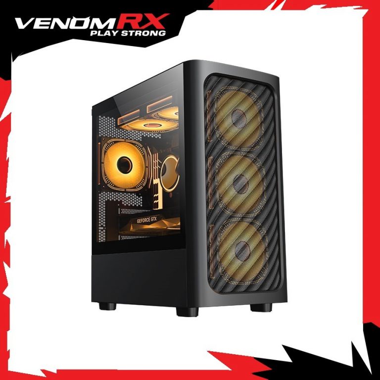 CASING M-ATX VENOMRX RIO BLACK WITH 3 ARGB FANS – BTGCOM